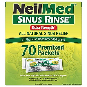 NeilMed's Sinus Rinse Extra Strength Pre-Mixed Hypertonic Packets-for Sinus Relief, 70 Count Box (Pack of 2)