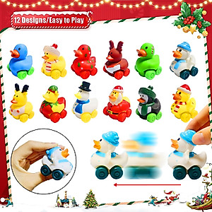Cherislpy 12 Pcs Christmas Rubber Ducks Cars Soft Bath Toy Vehicles for Babies Kids Girls Boys Birthday Gifts,Christmas Party Favors,Christmas Stocking Stuffers(Christmas)