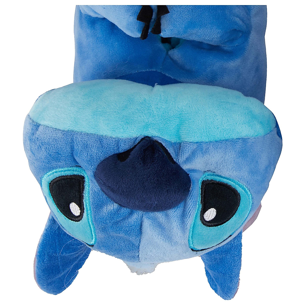 Disney Ladies Lilo and Stitch Slippers - Ladies Classic Lilo and Stitch Big Face Plush Slippers Lilo and Stitch 3D Plush Slippers (Blue, 9/10)