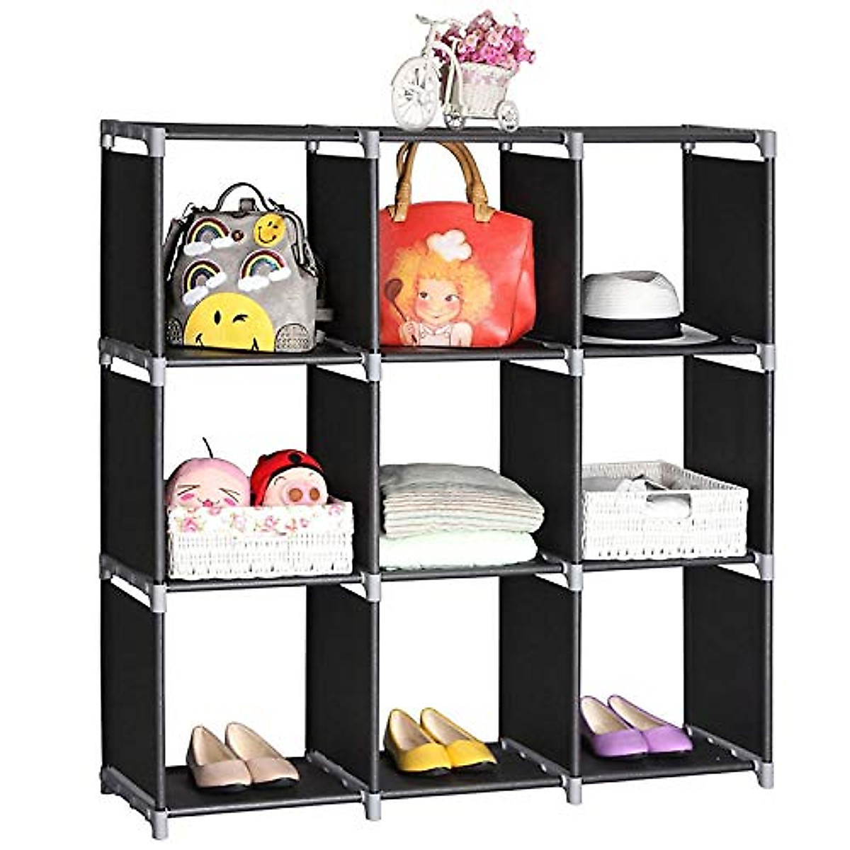 Ochine Cube Storage 9 Cube Closet Organizer Shelves Storage Cube Organizer Bookshelf DIY Closet Organizer Storage Cabinet Shelving Bins Bookcase for Home Bedroom Living Room Office (Ship from USA)