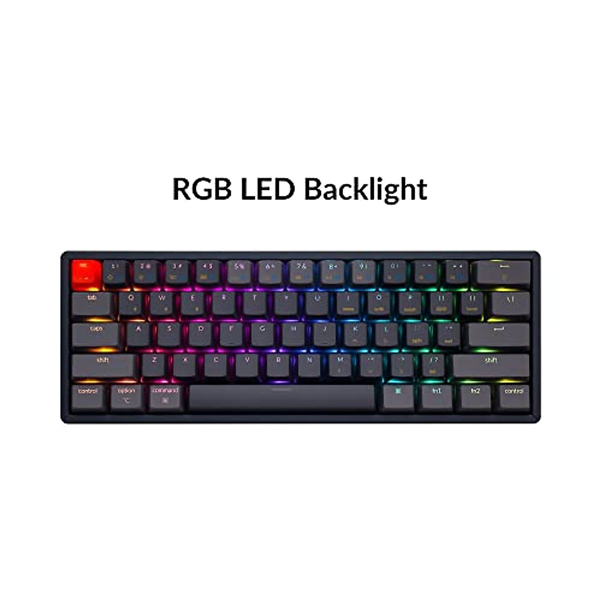 Keychron K12 60% Layout Bluetooth Wireless/Wired Hot-swappable Mechanical Keyboard with Optical Red Switch, Compact 61 Keys RGB Backlit Keyboard Aluminum Frame Compatible with Mac Windows