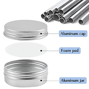 TUZAZO 24Pack 2 Oz Aluminum Tin Cans with Screw Lid and Labels, Refillable Travel Sized Cosmetic Containers Small Tins for Salves, Lotion Bars, Beard Balms, Candles