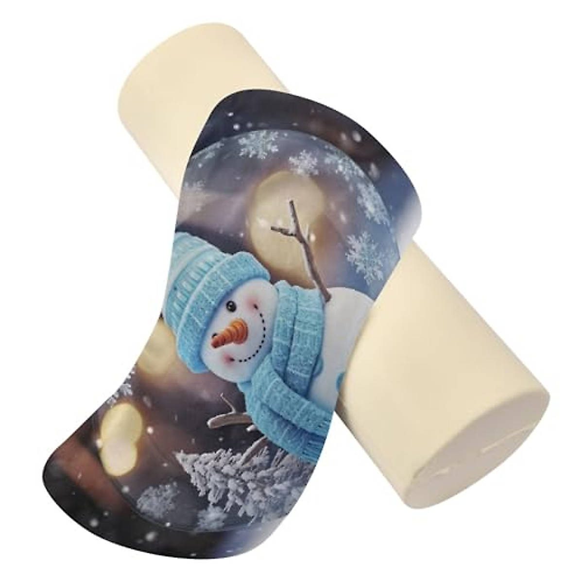 xigua Blue Snowman Neck Roll Pillow for Neck Relief with Removable Washable Cover - Memory Foam Round Cylinder Bolster, Ergonomically Designed for Head, Neck, Back, and Legs