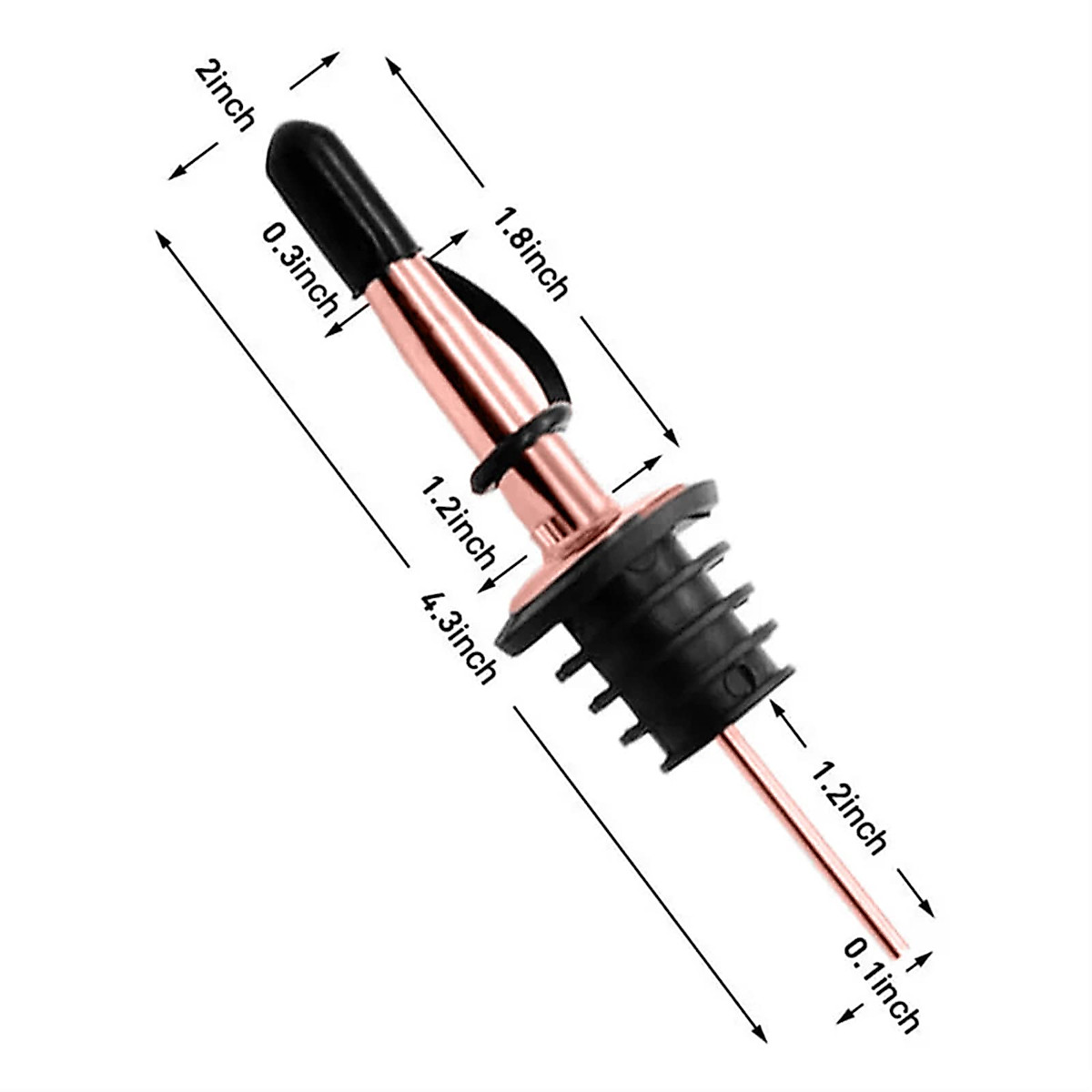 Stainless Steel Liquor Pour Spouts Set, Liquor Bottle Pourers with Rubber Dust Caps for Pours Liquid, Olive Oil, Wine, Vinegar, Cocktail and Whisky (Rose Gold-12 PCS)