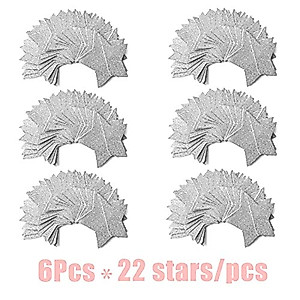 6 Pcs Glitter Silver Star Paper Garland (50 Feet), Christmas Birthday Party Decorations Sparkling Bunting Banner Hanging Decorations for Bridal Shower Baby Shower Bachelorette Party Wedding Holiday