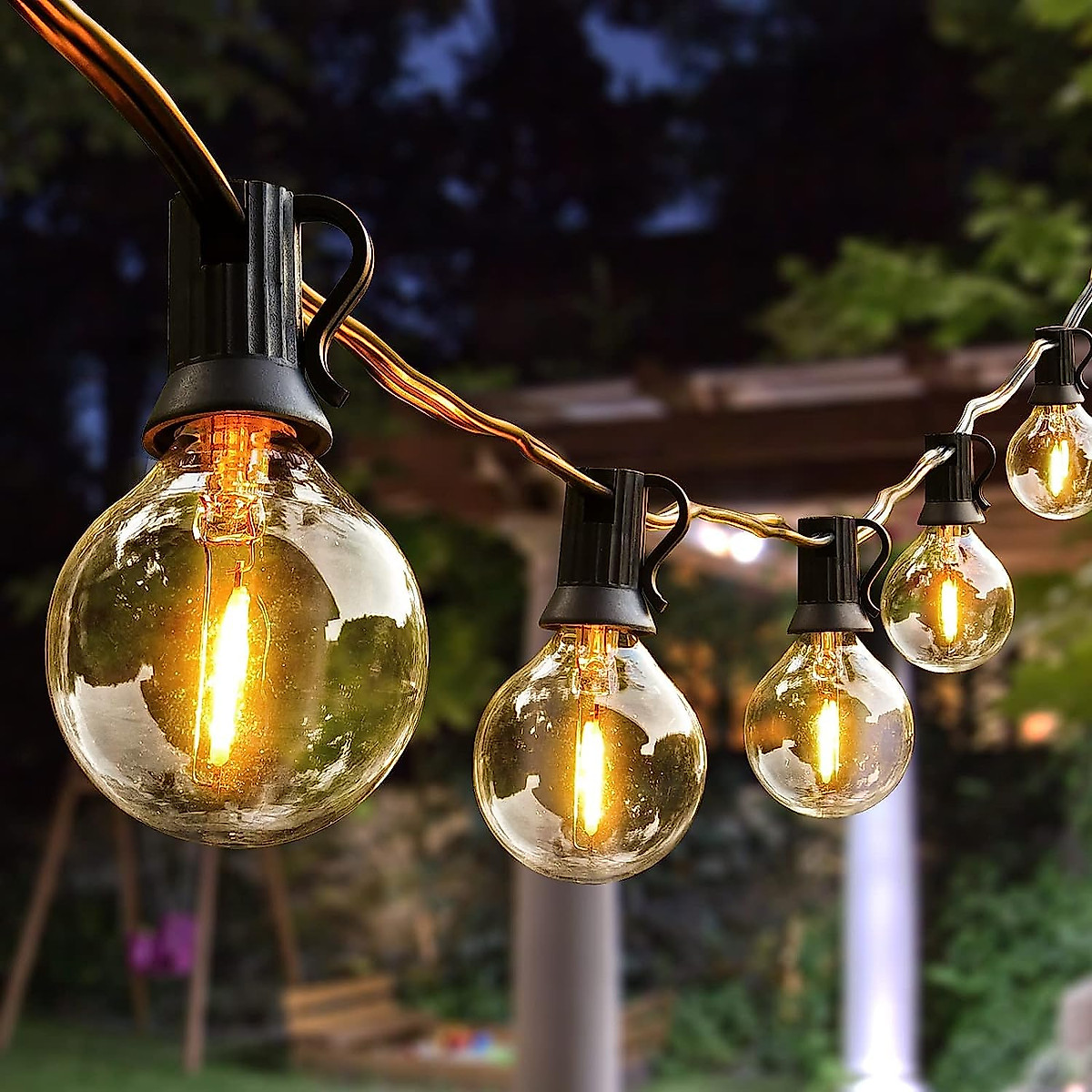Outdoor String Lights Waterproof, 100ft with 62 LED Dimmable Shatterproof Bulbs UL Approval, G40 Globe 1W 2700K Patio Lights Outdoor Lighting for Backyard Porch Cafe Party Wedding Garden