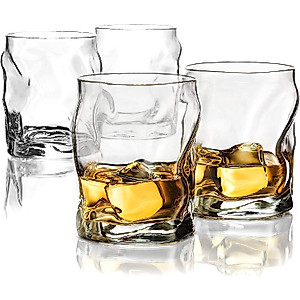 Bormioli Rocco Sorgente Double Old Fashioned Glasses, Set of 4,14.25 ounces