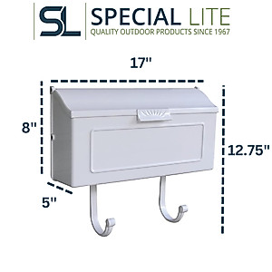 Special Lite Horizon Horizontal Wall Mount Mailbox - White Aluminum Mailbox for Wall Mount - SHH-1006-WH