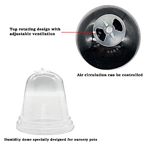 QPEY Plant Nursery Pots with Humidity Dome,Resuable Planting Pots Seedling Trays Seed Starter Kit for Seedling Flower Plant,Plant Container Cups with Vented Domes and Drain Holes,5 Kits