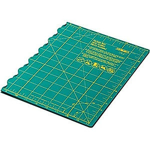 OLFA 12" x 17" Folding Cutting Mat (FCM-12x17) - Self Healing 12x17 Inch Foldable Rotary Mat with Grid for Quilting, Sewing, Fabric, & Crafts, Use with Rotary Cutters & Fixed Blade Knives (Green)