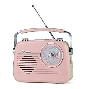 Portable Radio AM FM Shortwave Vintage Radio, Great Reception Receiver Bluetooth Speaker Plug in Wall, Support USB Drive/TF Card, Good Sound for Family or Friend for Home/Outdoor/Kitchen (Pink)