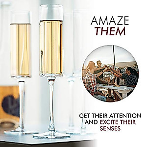 ELIXIR GLASSWARE Champagne Flutes, Edge Champagne Glass Set of 4 - Modern & Elegant for Women, Men, Wedding, Anniversary, Christmas, Birthday - 6oz, Premium Crystal