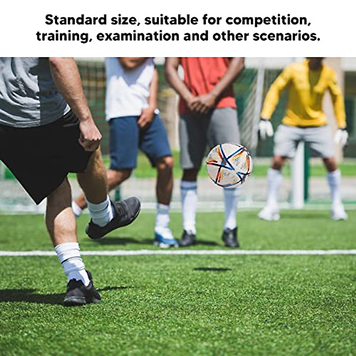 Keenso Colorful Soccer Ball, Nylon Winding Yarn Durable Adult Soccer Ball for Lawn (15~16cm / 5.91~6.3in)