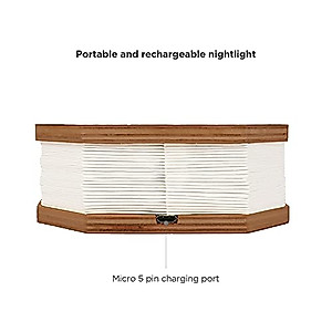 mooas Accordion LED Rechargeable nightlight, Wooden Book lamp, Wooden lamp, Wooden booklight, Folding Night Light, USB Rechargeable Wooden Table lamp with Magnetic Strap (Dark Brown)