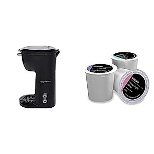 Amazon Basics Compact Dual Brew Single Serve Capsule Coffee Maker & Amazon Brand - 100 Ct. Solimo Variety Pack Light and Medium Roast Coffee Pods, Compatible with Keurig 2.0 K-Cup Brewers