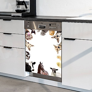 Dishwasher Magnet Cover Set of Farm Animals Magnetic Refrigerator Stickers Decorative Appliance Cover Fridge Panels Metal Door Garage 23x26in