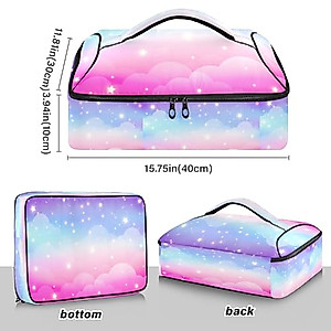 Kcldeci Insulated Thermal Food Carrier Insulated Casserole Carrier for Hot or Cold Food,Rainbow Unicorn (2) Insulated Tote Bag for Potluck Cookouts Parties Picnic,Lasagna Lugger