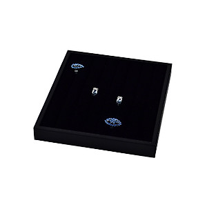 Regal Pak Black Half Size 1"H Stackable Plastic Tray With Black Half Size Ring Slot Foam 7-1/4" X 8-1/4" X 1"H (Jewelry Not Included)