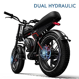 G-Force ZM Electric Bike with 750W Motor,20" x 4" Fat Tires Electric Bicycle for Adults with 48V 33.5Ah/20Ah Removable Battery,Extra-Long Range, 28 MPH,Shimano 7 Speed System,Dual Hydraulic Brakes