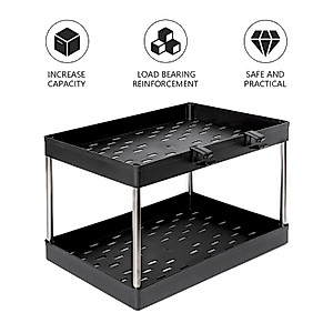 Multi-purpose Under Sink Organizer, Under Kitchen Sink Organizers and Storage Multi-purpose Under Bathroom Storage Basket, 2 Tier Cabinet Shelf Organizer for Bathroom Kitchen