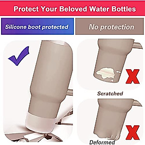 2Pcs Silicone Boot for Stanley Quencher H2.0/IceFlow Flip/Hydroflask 20oz 30oz 40oz Tumblers- Silicone Bumper Boot Sleeve for Stanley Cup with Handle Accessories Anti-Scratch Bottle Protective Cover