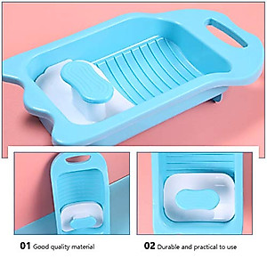 Cabilock Plastic Washboard Basin Non- Slip Washing Washboard Plastic Home Laundry Washboard Mini Washboard for Kids Shirts