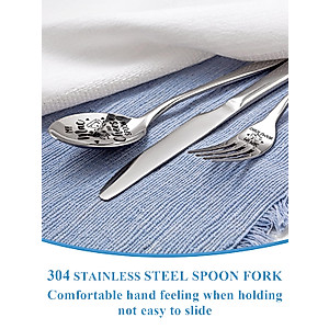 Advivio 2PCS My Mac and Cheese Spoon Funny Engraved Stainless Steel Spoon Fork Set, Dessert Spoon Dinner Fork for Mac and Cheese Lovers Friends Brother Sister Christmas Birthday Graduation Gifts