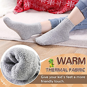 Kids Merino Wool Socks Boys Girls Hiking Boot Winter Thermal Warm Cozy Soft Toddler Thick Crew Socks 6 Pairs (6 Pairs Solid Color B, 4-7 Years)