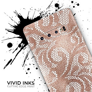 DesignSkinz Rose Gold Lace Pattern 14 Protective Vinyl Decal Wrap Skin Cover Compatible with The Samsung Galaxy S20 (Screen Trim & Back Glass Skin)