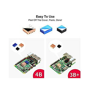 Waveshare Colorful Heat Sink Set Suitable for Raspberry Pi 4B/3B+ 2X Aluminum + 1x Copper with Gum