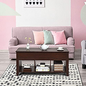 Tangkula Lift Top Coffee Table, with Hidden Storage Compartment and Shelf for Home Living Room, Accent Home Furniture, Wooden Lift Tabletop Storage Coffee Table (Espresso)