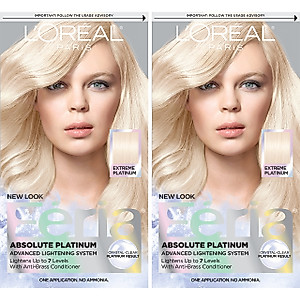L'Oreal Paris Feria Multi-Faceted Shimmering Permanent Hair Color, Extreme Platinum, Hair Dye Kit, Pack of 2