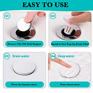 Sink Drain Strainer, ZMyHeart Drain Hair Catcher, Bathroom Universal Basin Sink Drain Stopper, Anti-Clogging, Bathtub Sink Stopper for 1.04~1.97 inch Drain Hole (Bullet Type)