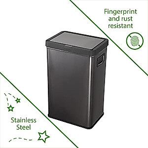 WILDKASH 13.7gal Stainless Steel Touchless Kitchen Garbage Can, Suitable for Home, Kitchen, Living Room, Bedroom, Office, Etc, Black