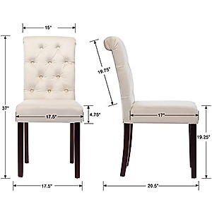 chairus Dining Chairs Set of 6 Mid Century Modern Living Room Chairs with Button Tufted High Back Velvet Armless Chair Comfy Upholstered Side Chairs for Kitchen/Restaurant/Bedroom, Cream White