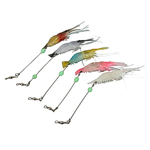 KUIDAMOS Fishing Lures, Fluorescent 5 Colors 10Pcs Soft Soft Shrimp Fishing Tackle for Freshwater Saltwater