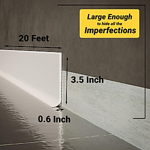 PAGONA Floor Trim Molding, Trim for Walls, Peel and Stick Baseboard, Flexible Trim Moulding, Skirting Boards for Walls, Flexible Baseboard Molding Trim, Wall Molding Trim, 4 Inch x 20 Feet