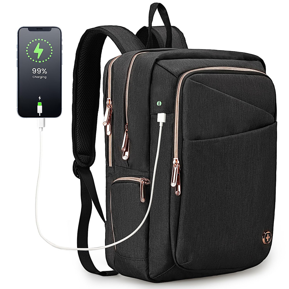 Swissdigital Katy Rose Laptop Backpack Purse For Women，With USB Charging Port Computer Work Backpack ,Fits 15.6Inch Laptop Travel Casual Bag