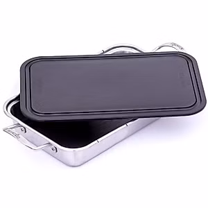 Char-Broil 3526981P04 Grill Plus Roasting Pan & Cutting Board, Stainless and Black