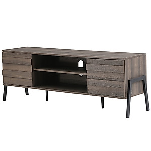 WAMPAT Mid-Century Modern TV Stand for 65 inch TV, Wood Entertainment Center Retro TV Console with 4 Storage Cabinet for Living Room Bedroom, 60'' Espresso