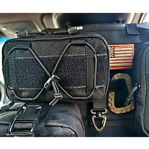 Vviitop Molle Seat Back Organizer, Tactical Car Seat Cover Organizer Panel with Pouches, Molle Universal Vehicle Panel (Black)