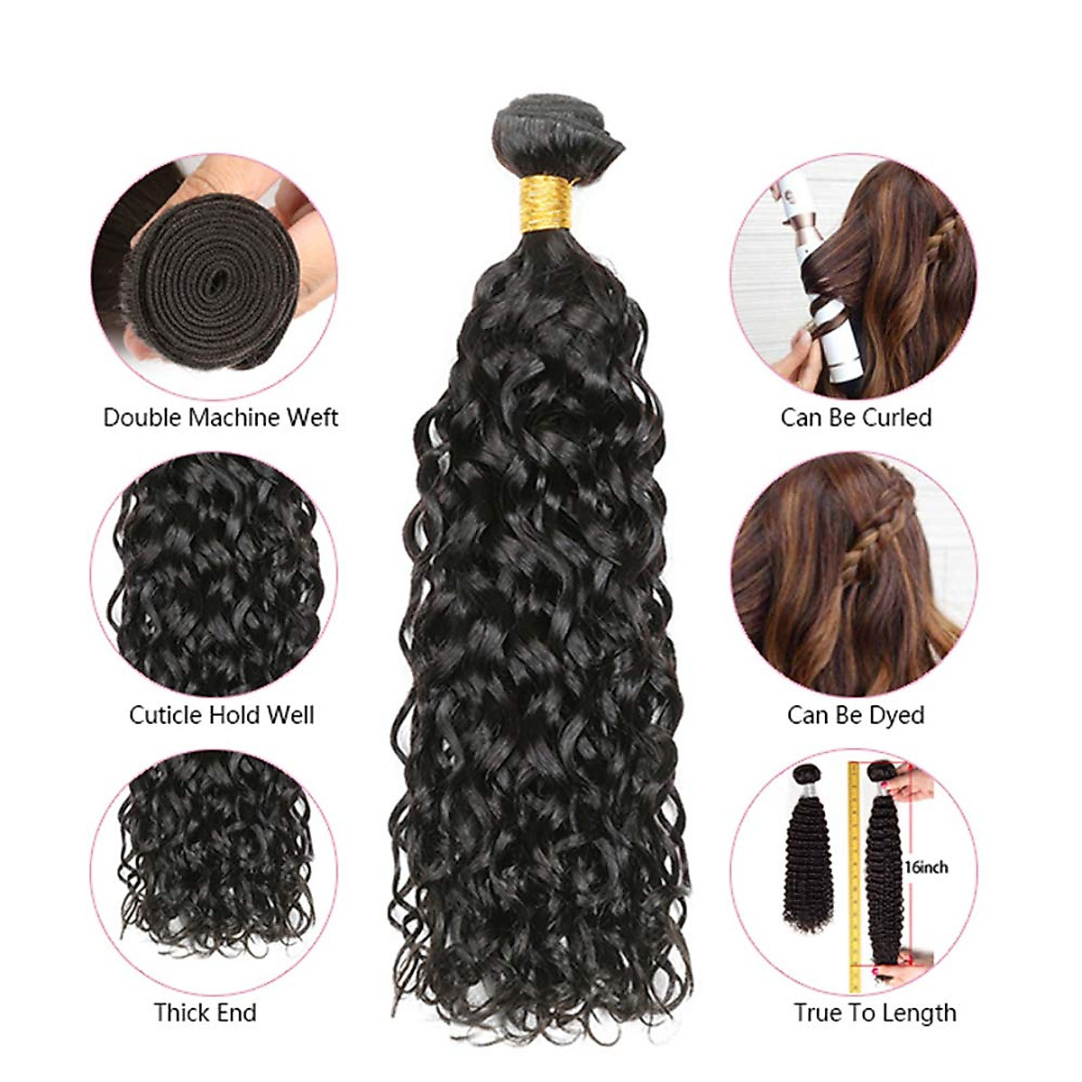 24 Inch Water Wave Single Bundle Human Hair Brazilian Virgin Hair 1 Bundle Water Wave Human Hair Single Bundles Brazilian Virgin Curly Bundle Weave Hair Human Bundles