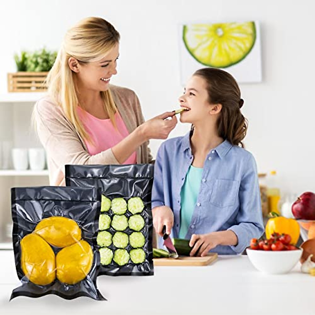 CANLENPK 4x8Inch/10x20cm Small Black Back and Clear Front Vacuum Sealer Bags,Food Storage Bag,Seal Meal Snack Fruit Nut,Boil Steam Heat Freeze,Commercial Grade Heavy Duty Sealable Bags (100PCS)