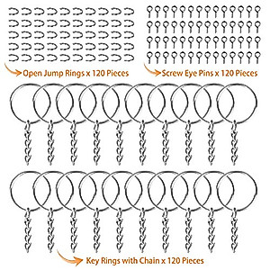 Keychain Rings for Crafts, Flasoo 360Pcs Keychains for Resin Include Key Rings with Chain, Jump Rings, Screw Eye Pins for DIY Keychain Making