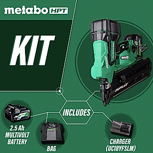 Metabo HPT 36V MultiVolt™ Cordless Forming Nailer | 21 Degree Duplex Nail, up to 3-1/2-Inch | 1-36V Battery + Charger | NR3675DD