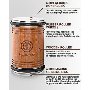 Rolling Knife Sharpener - ALDIPRO Knife Sharpening Kit with Diamond & Ceramic Discs 15/20° Multifunction Magnetic Angle Base for Pocket Knife, Kitchen Knives, Chef Knife Set, Scissors