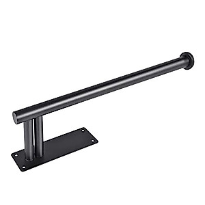 Paper Towel Holder Under Cabinet, Upgraded Version with Two Rods, Stainless Steel Paper Towel Holder Wall Mount, Self Adhesive or Drilling Under Counter Paper Towel Holder for Kitchen, Bathroom-Black