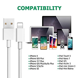 iPhone Charger,Atill Lightning Cable 5Pack 6FT iPhone Charging Cable Cord Compatible with iPhone X 8 8Plus 7 7Plus 6s 6sPlus 6 6Plus SE 5 5s 5c iPad iPod & More (White)