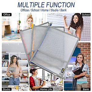 NEW TILAMI Mesh Zipper Pouch Bags - Durable high-Strength Nylon, Premium ABS Zipper - A4 Size Clear Mesh Bags with Zipper File Organization for School,Office,Travel (6 Pack)