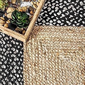 nuLOOM Lesha Natural Fiber Jute Area Rug, 5' x 8' Oval, Black